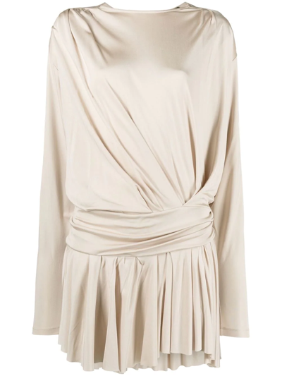 Isabel Marant Long-sleeve Draped Minidress In Nude | ModeSens