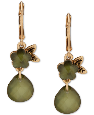 Lonna & Lilly Gold-tone Crystal Flower Double Drop Earrings In Green ...