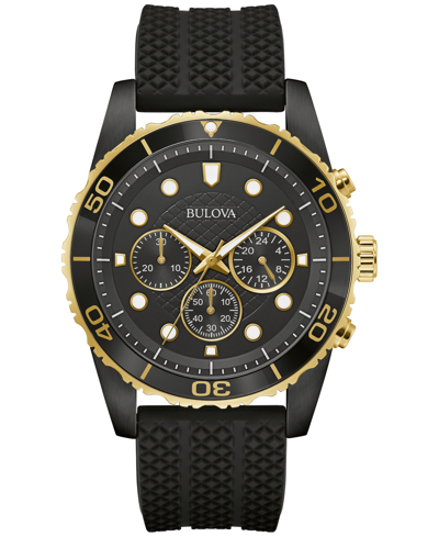 Bulova Men's Chronograph Classic Black Silicone Strap Watch 43mm | ModeSens