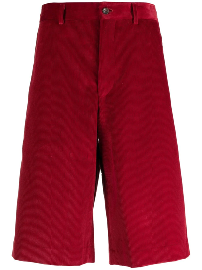 Comme Des Garçons Homme Deux Corduroy Bermuda Shorts In Rot | ModeSens
