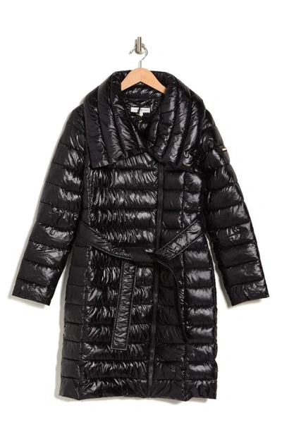 Via Spiga Asymmetrical Zip Front Faux Down Puffer In Black | ModeSens
