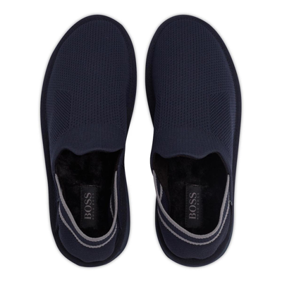 Hugo Boss Homium Logo Slippers In Blue | ModeSens