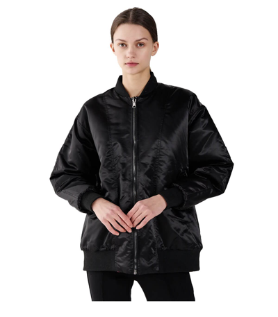 Weili Zheng Black Pink Oversize Reversible Bomber Jacket | ModeSens