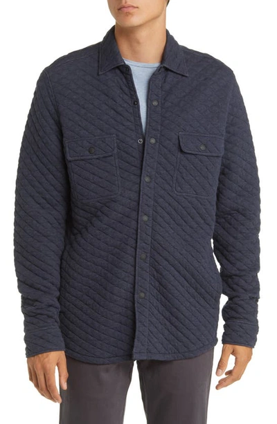 Faherty Epic Cotton Blend Quilted Shirt Jacket In Navy Melange | ModeSens