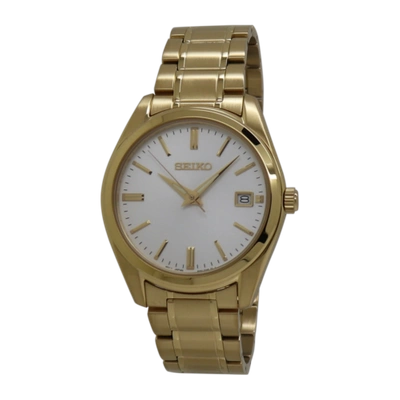 Pre-owned Seiko Essentials White Dial Gold-tone Stainless Steel Men's ...