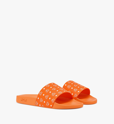 Mcm Men's Monogram Print Rubber Slides In Orange | ModeSens