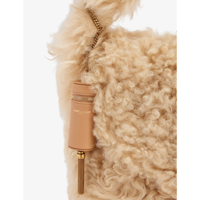 Saint Laurent Oversized Shearling Shoulder Bag In Natural Beige | ModeSens
