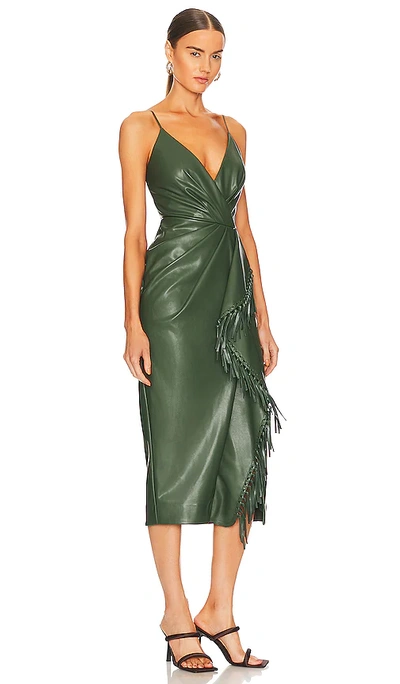 Jonathan Simkhai Carlee Vegan Leather Fringe Midi Dress In Green | ModeSens