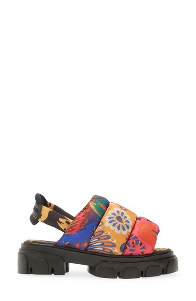 Farm Rio Mixed Print Floral Puffy Platform Slingback Sandal In Multi ...