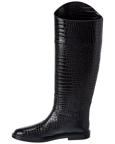 Fendi Karligraphy Croc-embossed Leather Boot In Black | ModeSens