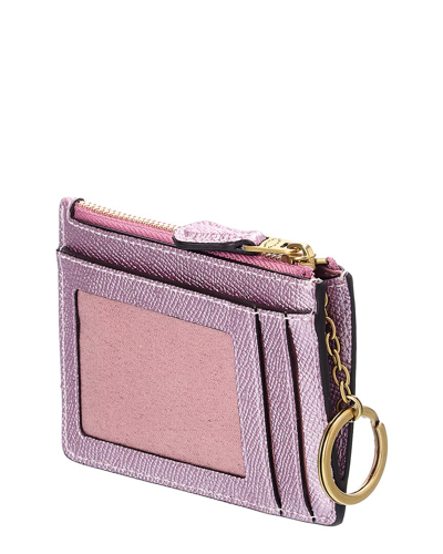 Coach Mini Id Skinny Metallic Leather Card Case In Pink | ModeSens