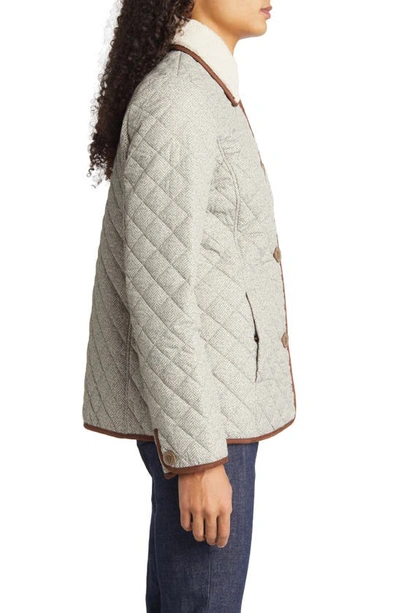 Lauren Ralph Lauren Corduroy Trim Quilted Jacket In Truffle He | ModeSens