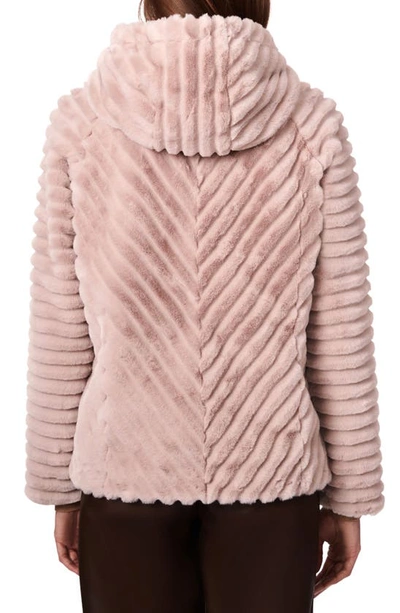 Bernardo Grooved Faux Fur Zip Hoodie In Petal Pink | ModeSens