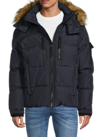 Sam Men's Telluride Faux Fur Puffer Jacket In Navy | ModeSens