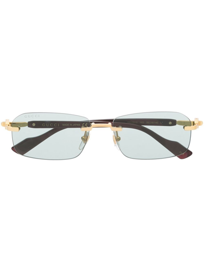 Gucci Rimless Rectangle-frame Sunglasses In Gold | ModeSens