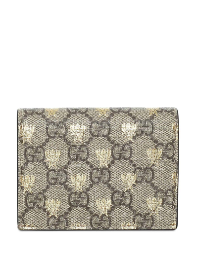 Pre-owned Gucci Gg Supreme Bee-motif Compact Wallet In Brown | ModeSens