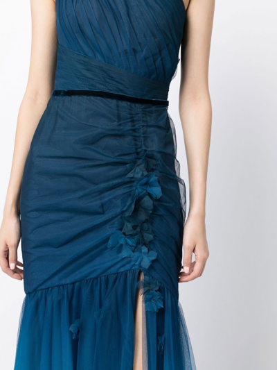 Marchesa Notte Ombre One-shoulder Gown In Blue | ModeSens
