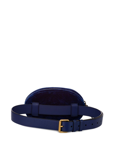 Pre Owned Gucci Gg Marmont Velvet Belt Bag In Blue Modesens