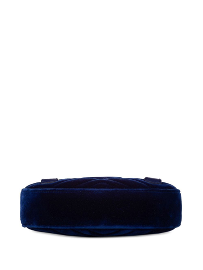 Pre Owned Gucci Gg Marmont Velvet Belt Bag In Blue Modesens