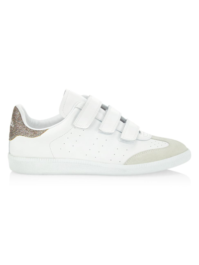 Isabel Marant Beth Grip-strap Leather Sneakers In Glitter | ModeSens