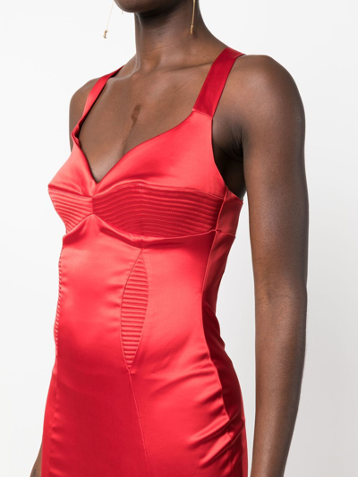 Murmur Satin Finish Midi Dress In Red Modesens