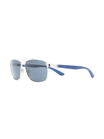 Ray Ban Engraved-logo Square-frame Sunglasses In Blue | ModeSens