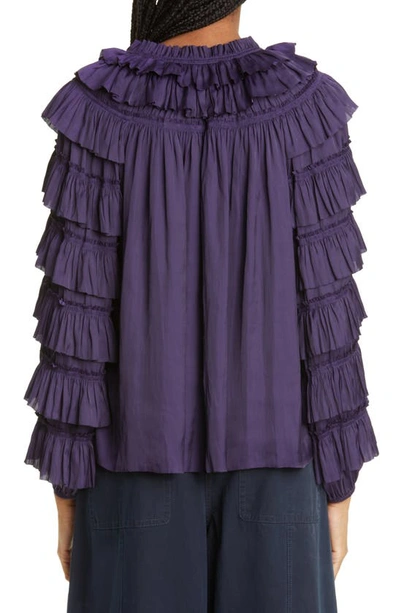 Ulla Johnson Lucy Tiered Sleeve Blouse In Viola | ModeSens
