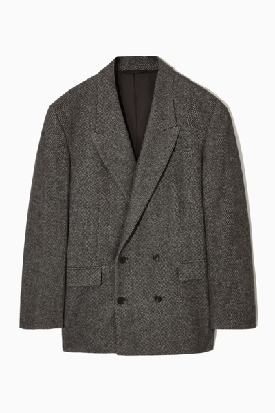 Cos Relaxed-fit Double-breasted Blazer In Grey | ModeSens