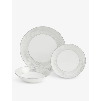 Wedgwood Gio Platinum Geometric-pattern 12-piece Bone-china Dinner Set ...
