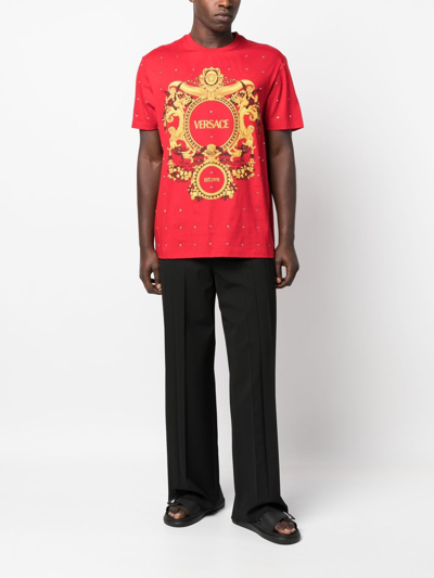 Versace Medusa Crystal T-shirt In Red | ModeSens