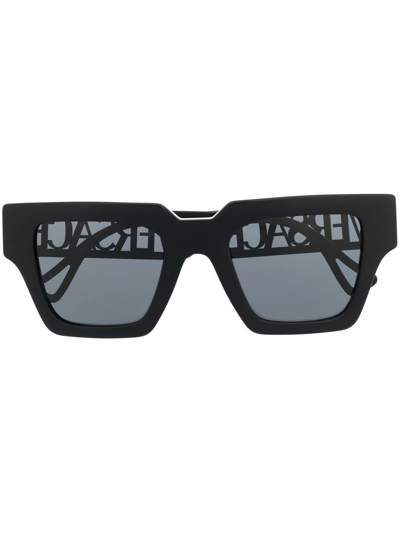 Versace Logo-arm Square-frame Sunglasses In Black | ModeSens