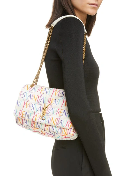 Saint Laurent Jamie Medium Leather-trimmed Quilted Printed Satin ...