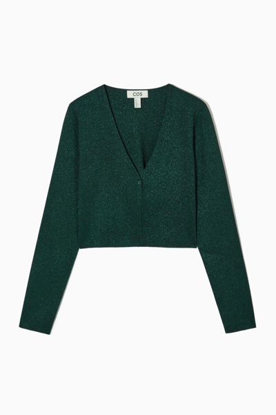 Cos Cropped V-neck Cardigan In Green | ModeSens