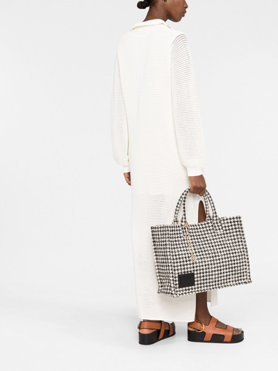 Sandro Velvet Monogram Tote In White And Black | ModeSens