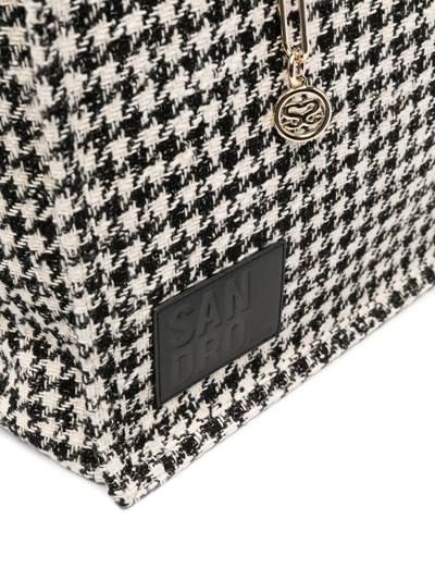 Sandro Velvet Monogram Tote In White And Black | ModeSens