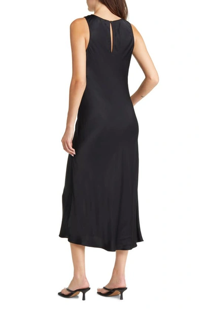 Rails Gabriella Ruched Satin Midi Dress In Black | ModeSens