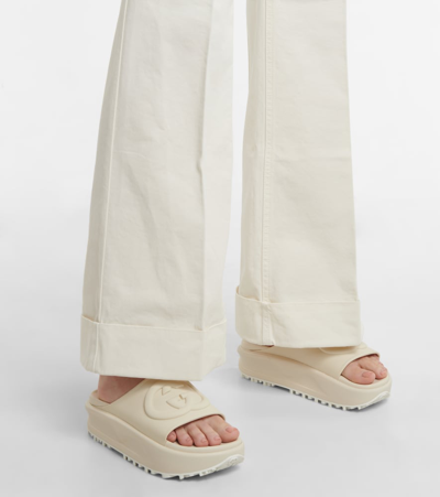 Gucci Miami Gg-embossed Rubber Platform Slides In Off White | ModeSens