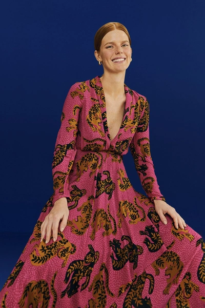 Farm Rio Pink Wild Leopards Maxi Dress In Wild Leopards Pink | ModeSens