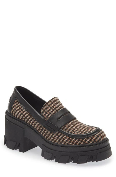 Steve Madden Beth Platform Penny Loafer In Brown Plaid | ModeSens