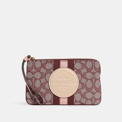Coach Outlet Dempsey Large Corner Zip Wristlet In Signature Jacquard ...