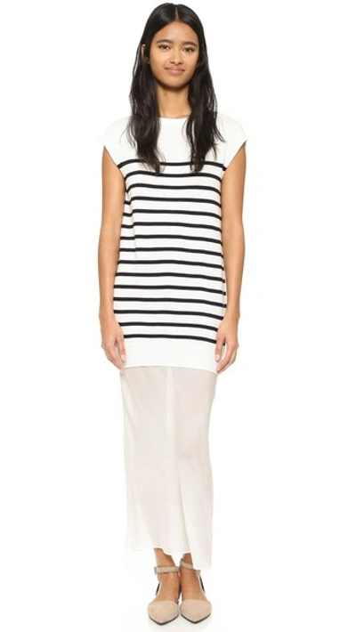Alexander Wang T Striped Cotton And Silk-crepe Dress In Off White ...