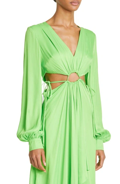 Farm Rio Lime Green Cutout Blouson-sleeve Maxi Dress | ModeSens