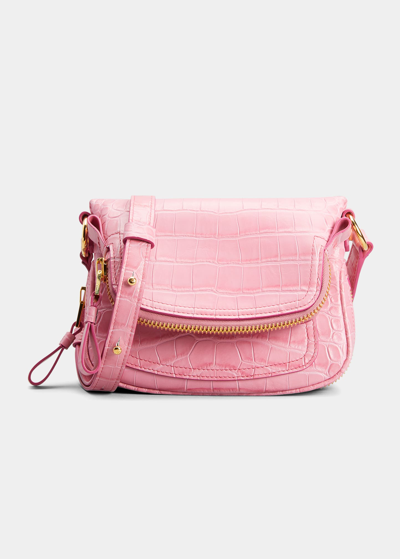 Tom Ford Jennifer Mini Croc-embossed Crossbody Bag In Rose Bloom | ModeSens
