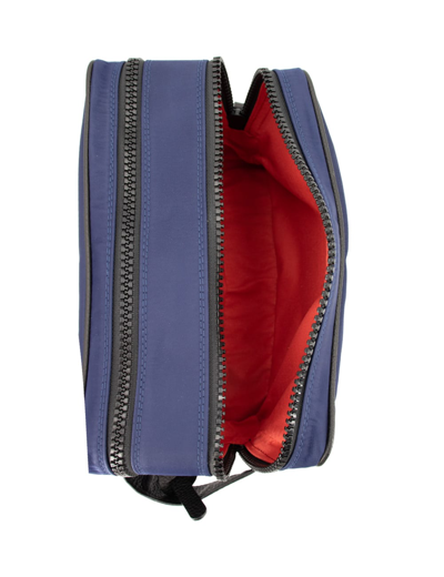 Kiton Clutch Bag In Leather And Fabric Blue Man | ModeSens