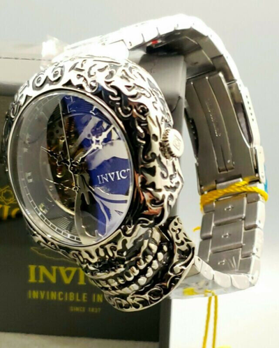 Pre-owned Invicta Artist Series 24 Jewel Automatic Silver Skull ...