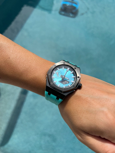 Pre-owned Casio Custom Ga2100-7a Ak Sil Case G-shock Tiffany Blue Dial ...