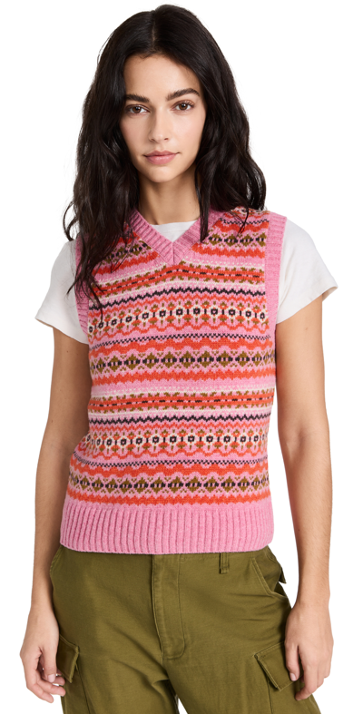Alex Mill Francis Fair Isle Wool Vest In Peony Combo | ModeSens