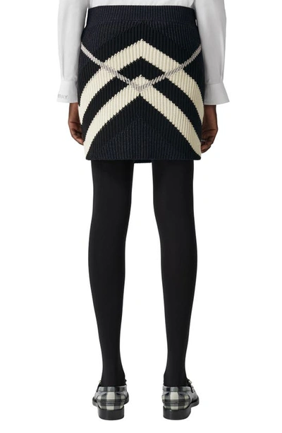 Burberry Kiri Kissing Check Cashmere Blend Rib Skirt In Dark Charcoal ...