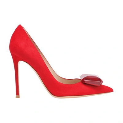 Gianvito Rossi Jaipur 105 Embellished Suede Pumps In Tabasco Red | ModeSens