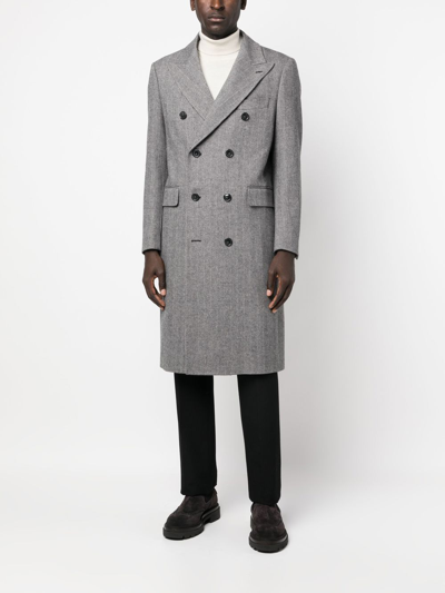Pt Torino Double-breasted Wool Coat In Grey | ModeSens